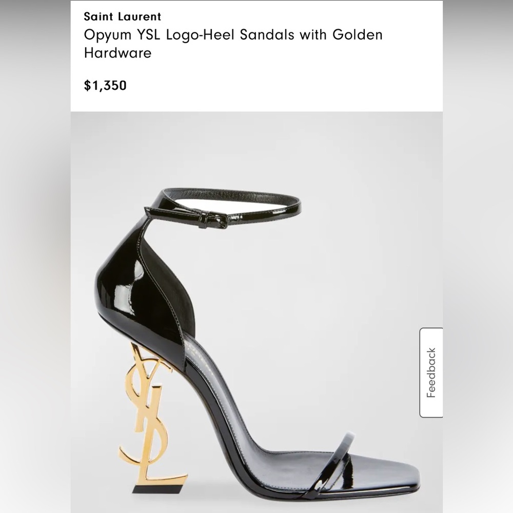 Saint Laurent Opyum Ysl Logo-Heel Sandals With Golden… - Gem